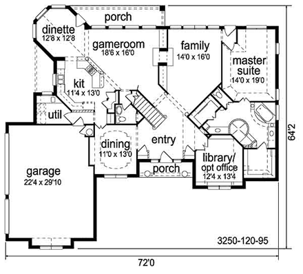 House Plan 89899 - Traditional Style with 3250 Sq Ft, 4 Bed, 3 Ba ...