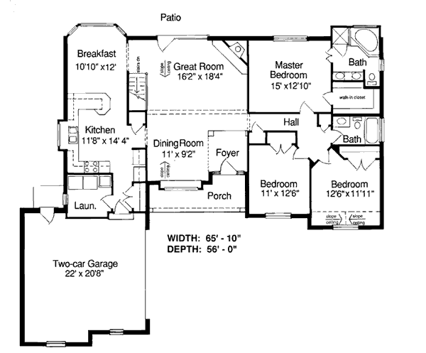 House Plan 92655 - Ranch Style with 1746 Sq Ft, 3 Bed, 2 Bath ...
