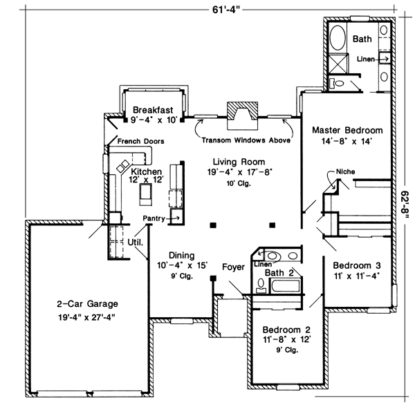 House Plan 95574 - One-Story Style with 1846 Sq Ft, 3 Bed, 2 Bath ...