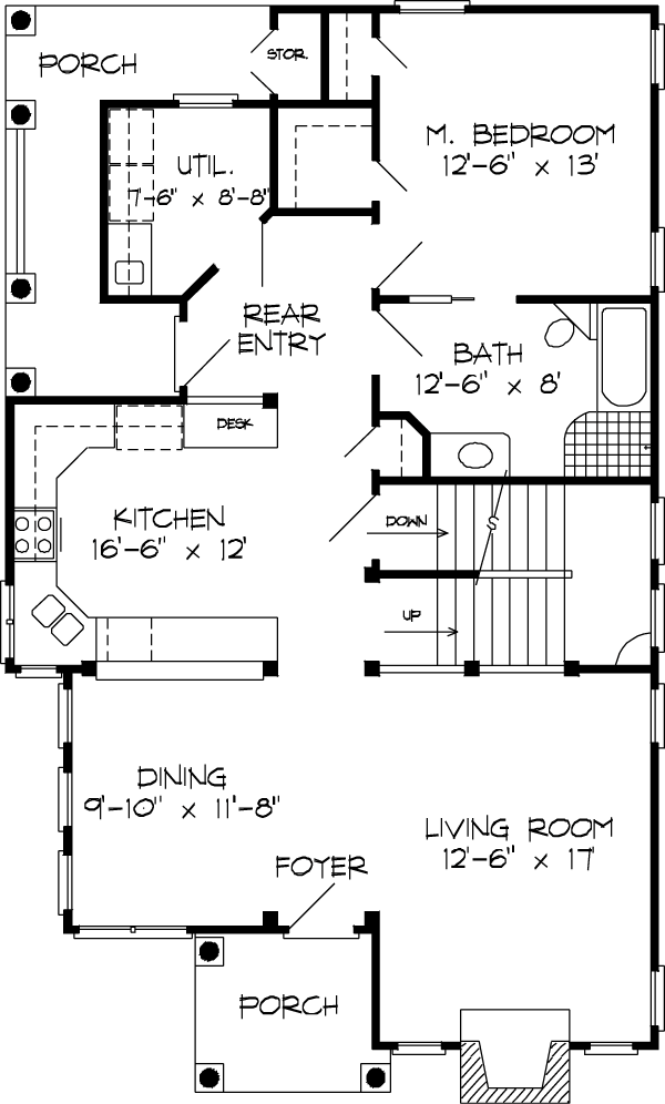 House Plan 95626 - Narrow Lot Style with 1780 Sq Ft, 3 Bed, 2 Bat ...