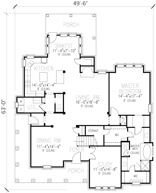 House Plan 95696 - Country Style with 3044 Sq Ft, 4 Bed, 3 Bath ...