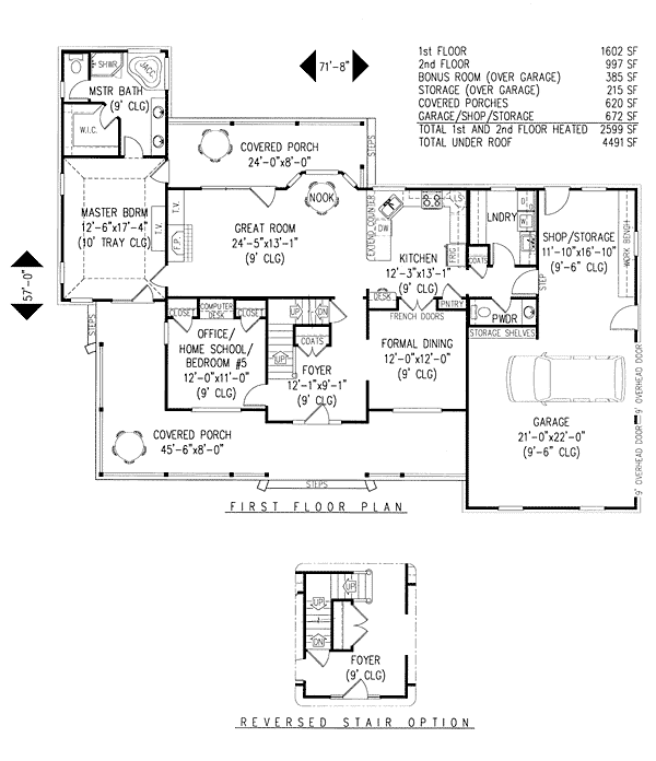 House Plan 96872 - Farmhouse Style with 2599 Sq Ft, 5 Bed, 2 Bath ...