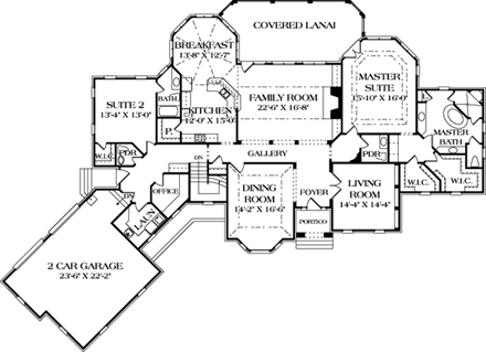 House Plan 97077 - Traditional Style with 4590 Sq Ft, 3 Bed, 3 Ba ...