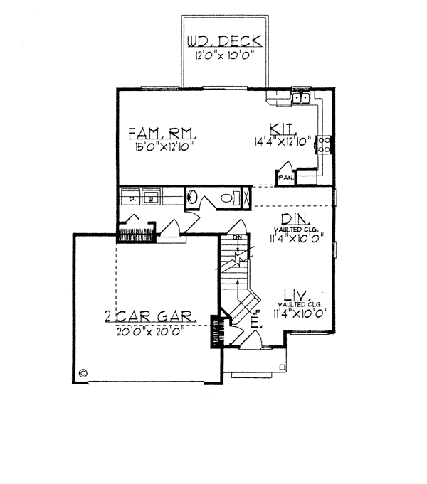 House Plan 97185 - Contemporary Style with 1585 Sq Ft, 3 Bed, 1 B ...