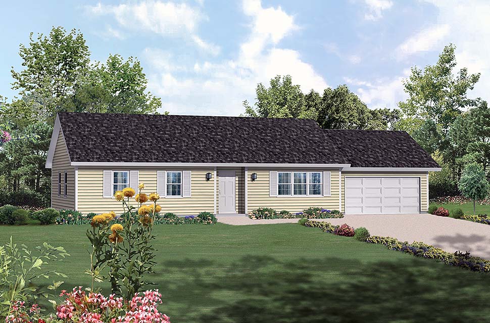 House Plan 97208 - Ranch Style with 1343 Sq Ft, 3 Bed