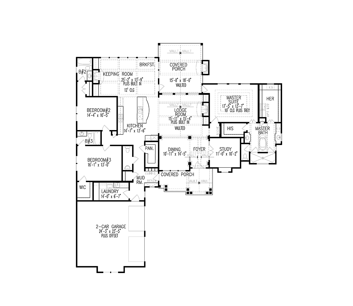 House Plan 97646 - New American Style with 2795 Sq Ft, 3 Bed, 3 B ...